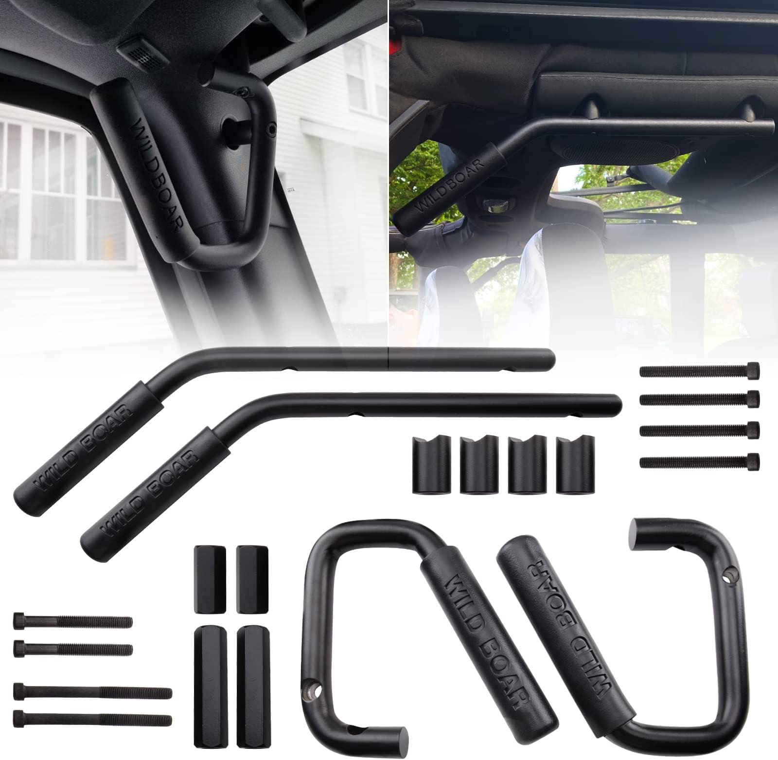Amazon.com: Rough Country Front Black Steel Grab Handles for 07-18 Jeep ...