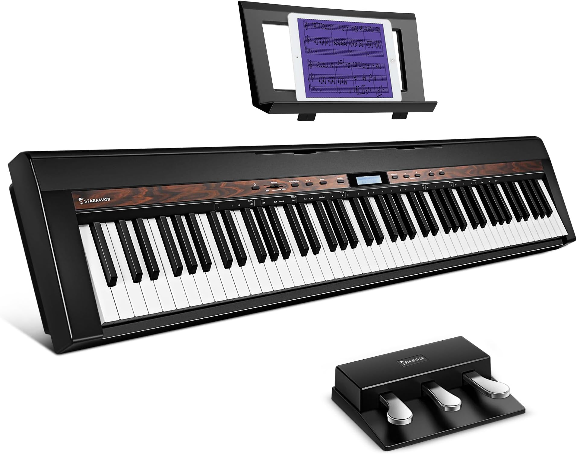 Starfavor Digital Piano 88 Keys Weighted with Hammer Action, 2x30W ...