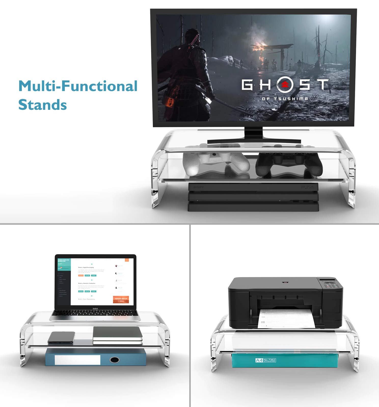 MaxGear 2-Tier Clear Acrylic Monitor Stand, Computer Monitor Stand ...