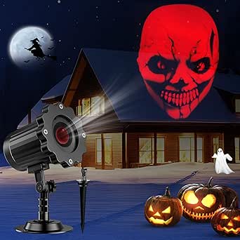 Amazon.com: Halloween Decorations Projector, Waterproof 3D Skull Lights ...