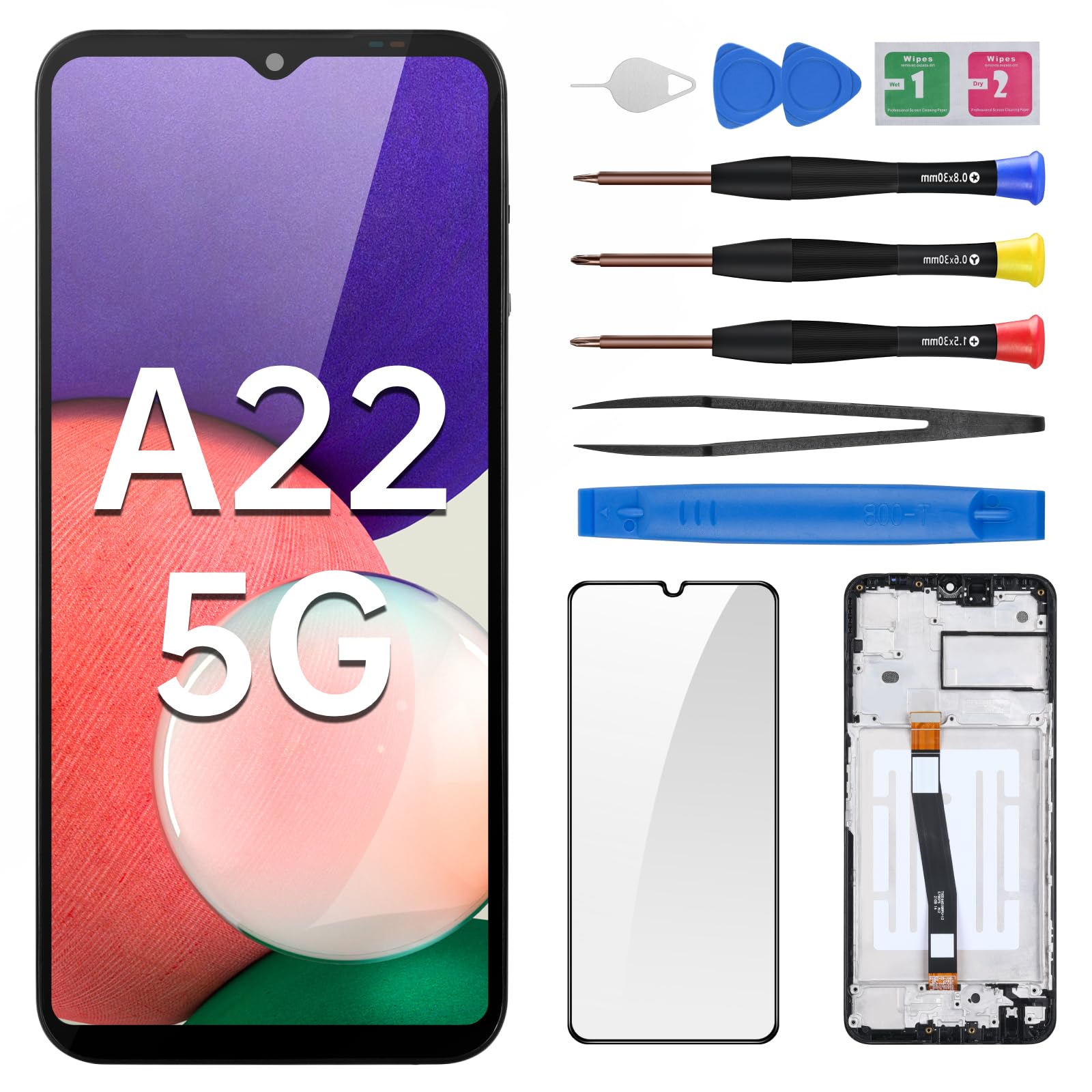 Amazon.com: BESJMYT for Samsung Galaxy A22 5G Screen Replacement with ...