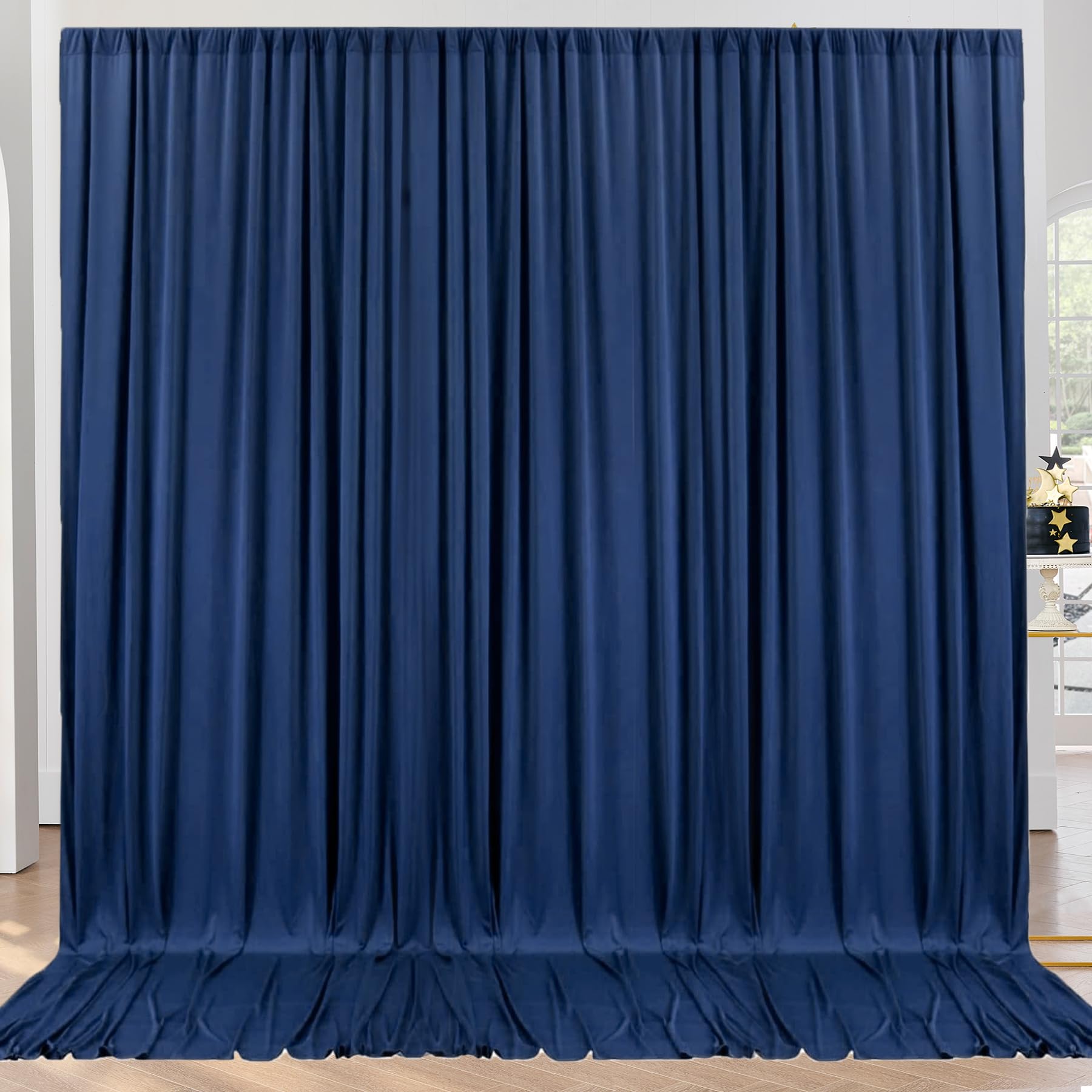 Amazon.com: 10ft x 10ft Wrinkle Free Navy Blue Backdrop Curtains Panels ...