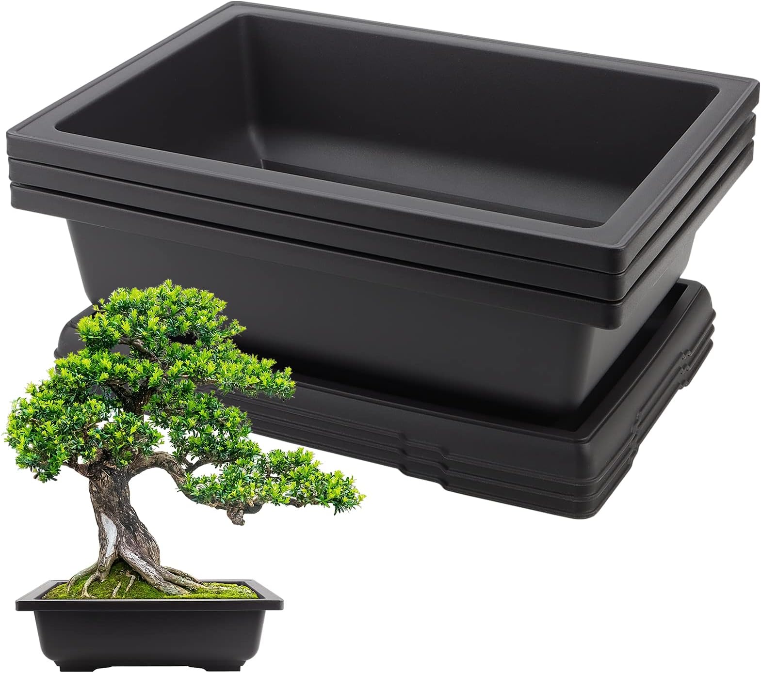 Amazon.com: 3PCS Retro Style Large Rectangular Garden Pots Bonsai ...