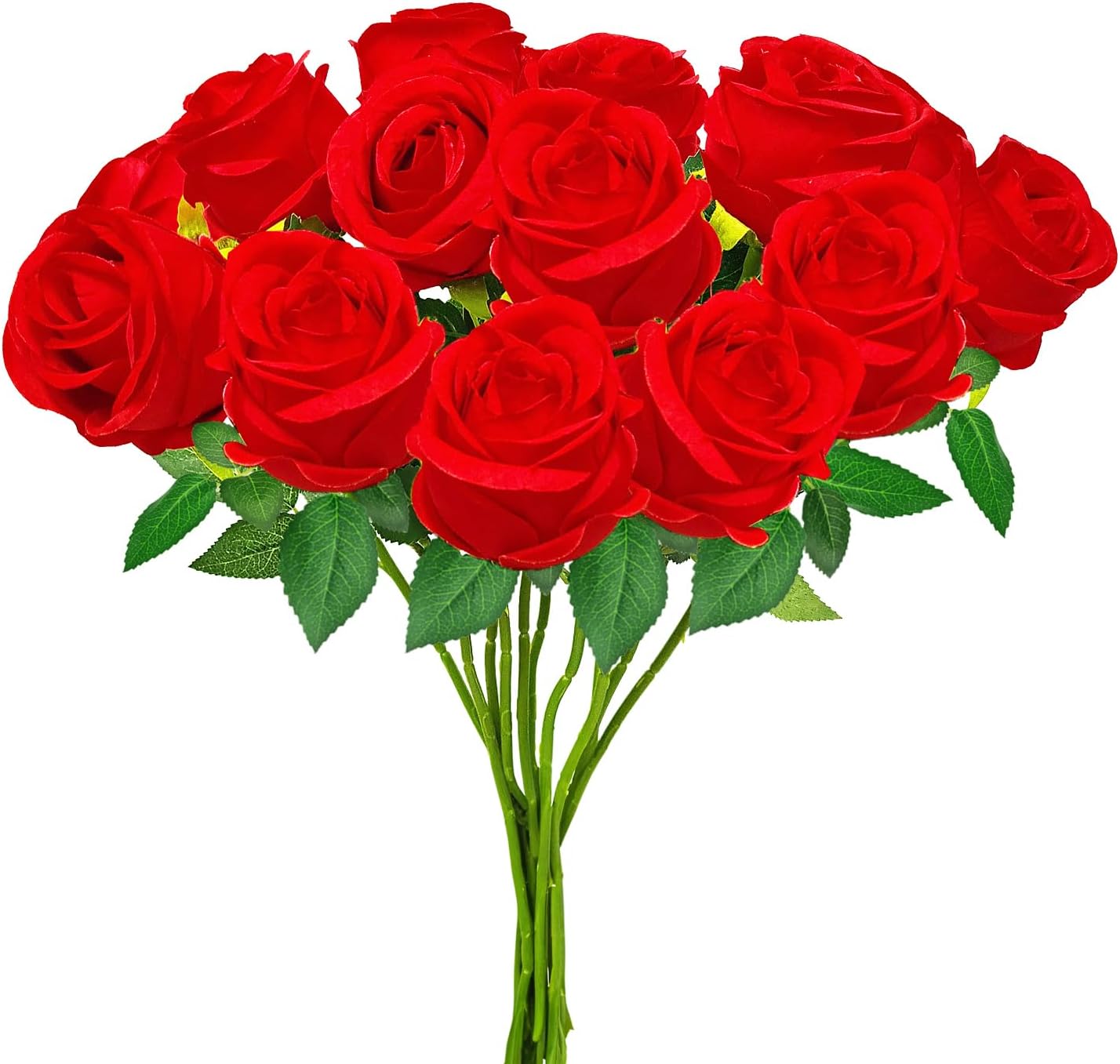 Amazon.com: Laelfe 12 pcs Artificial Red Roses Flowers Long Stem Fake ...