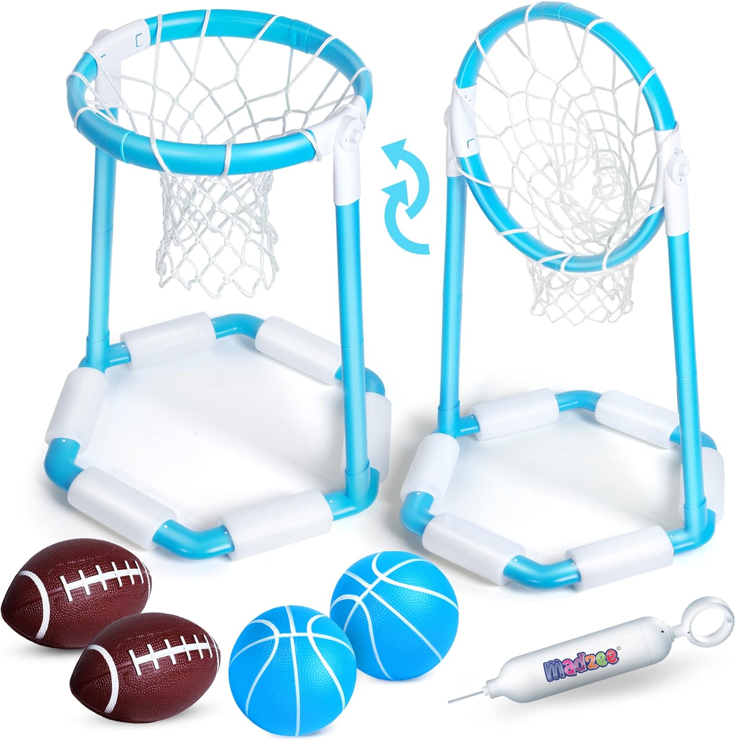 Amazon.com: Madzee 2-in-1 Swimming Pool Floating Pool Basketball Hoop ...