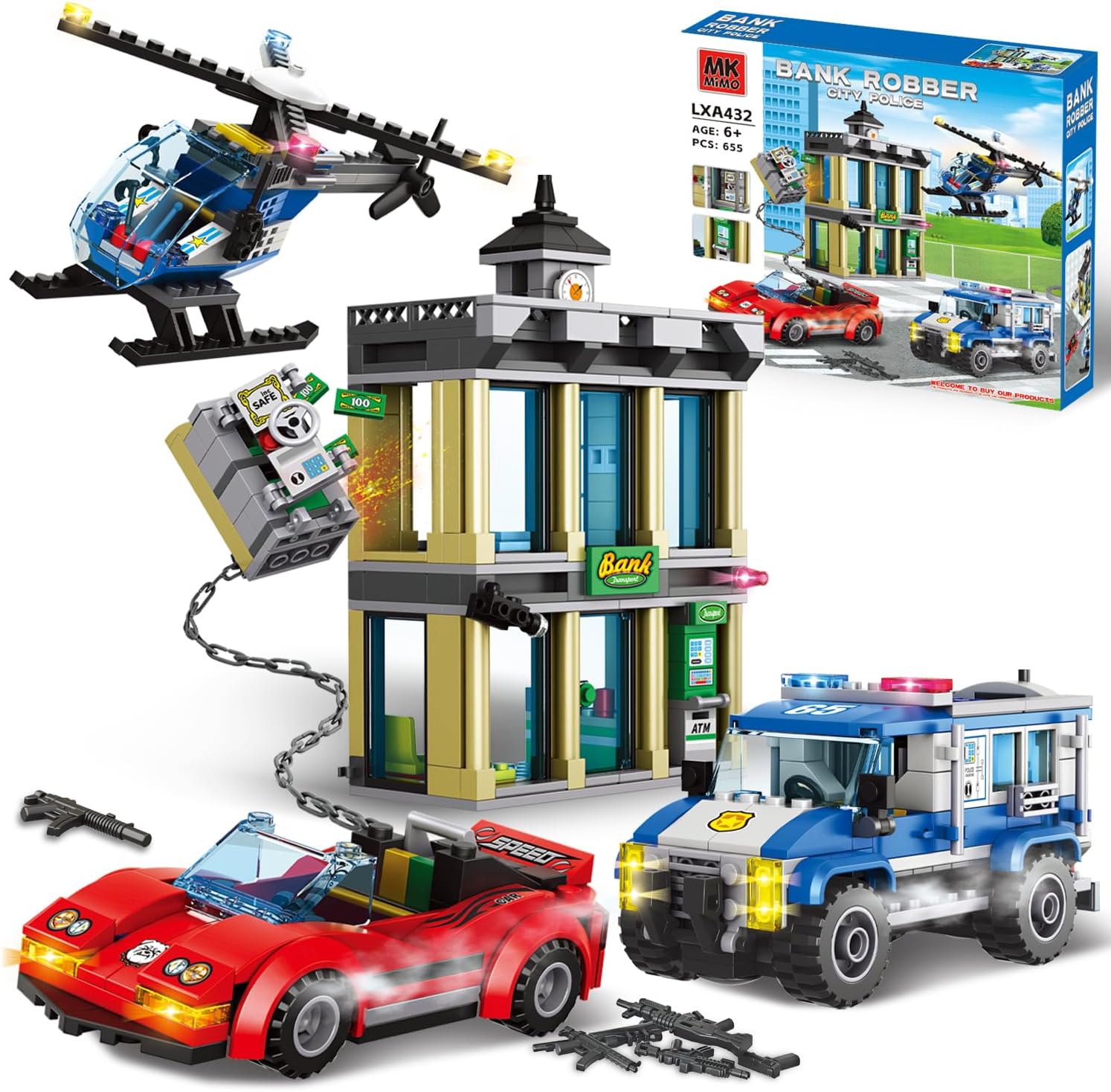 Amazon.com: City Police Bank Building Sets, Compatible with Lego Police ...