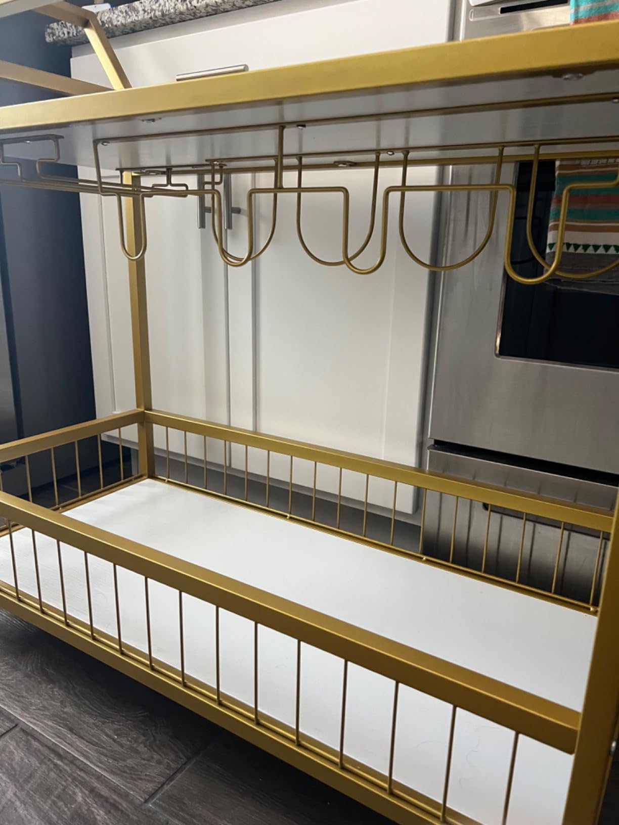 $12/mo - Finance YITAHOME Gold Bar Cart for Home, 2 Tier Rolling Mini ...