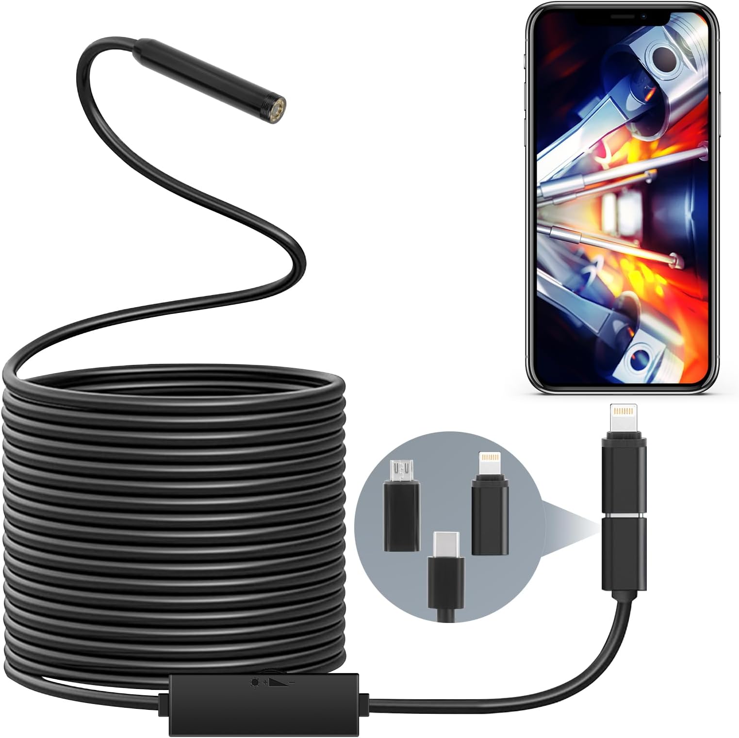 TAOPE Endoscope, 7.9mm IP67 Waterproof Flexible Borescope, Inspection ...