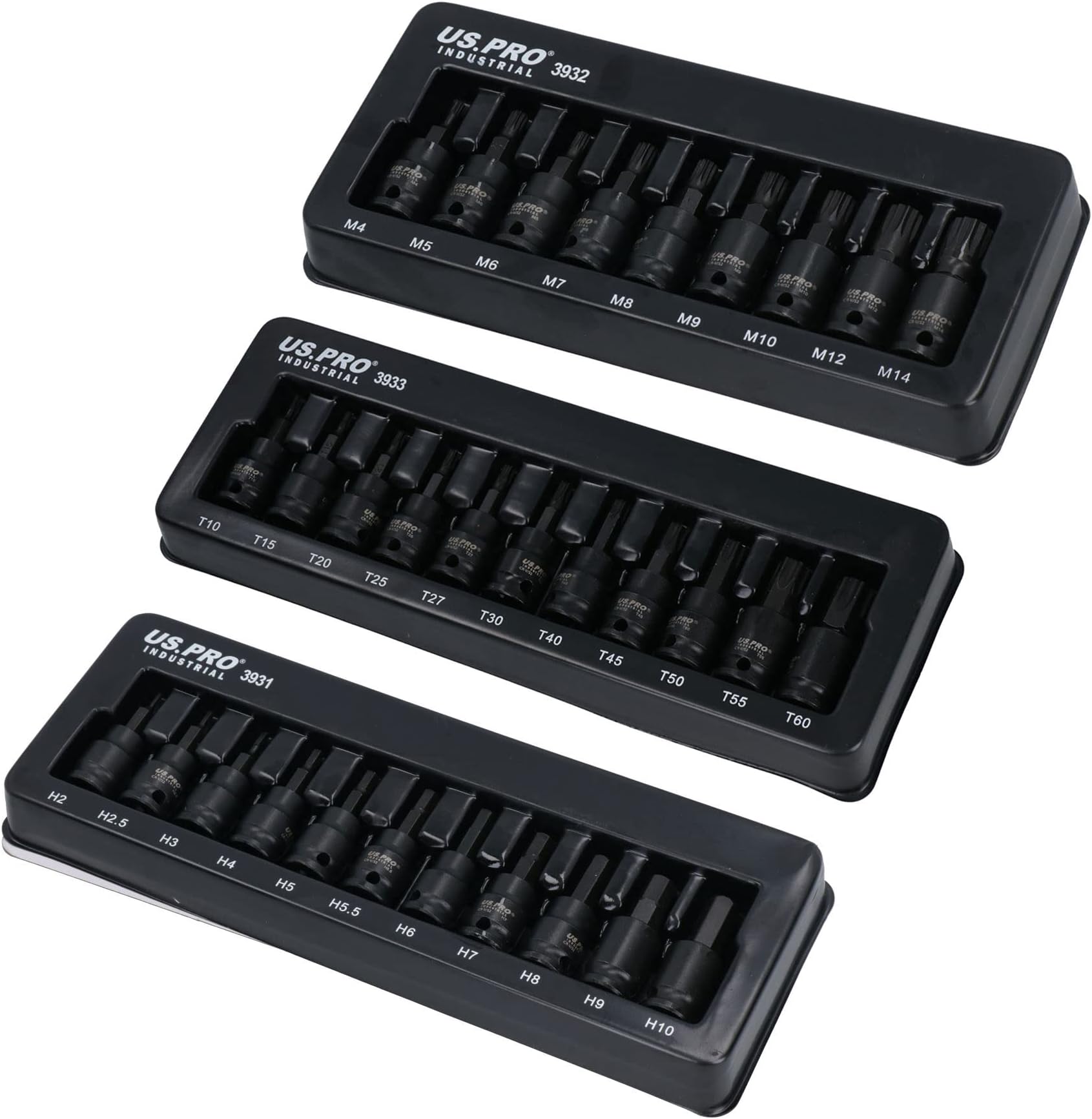 US Pro Bergen 10Pc 3/8 Drive 48mm Long S2 Tamper Proof Torx Bit Socket ...