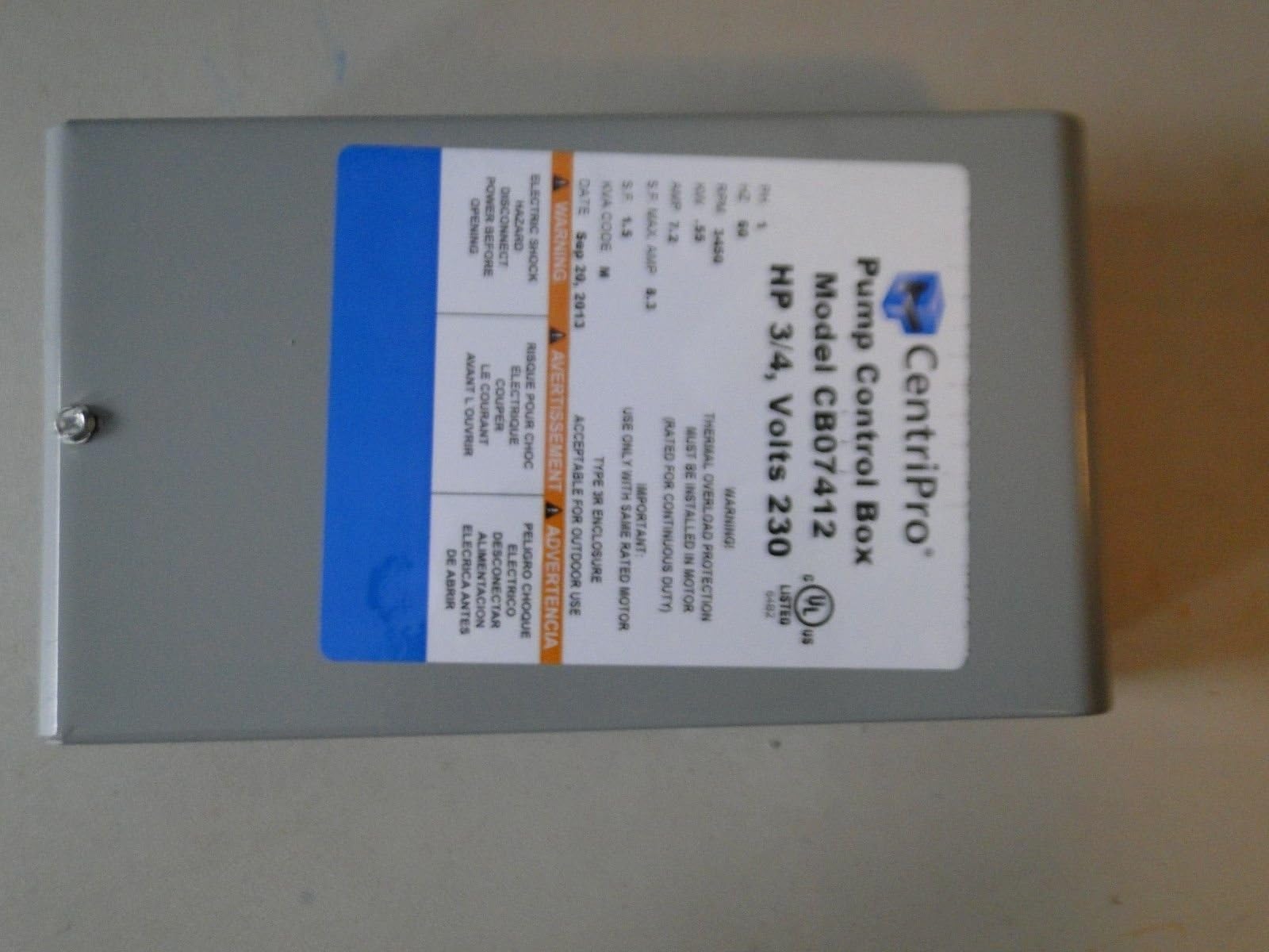 GOULDS CentriPro 1 HP 230V CONTROL BOX SUBMERSIBLE WATER WELL PUMP ...