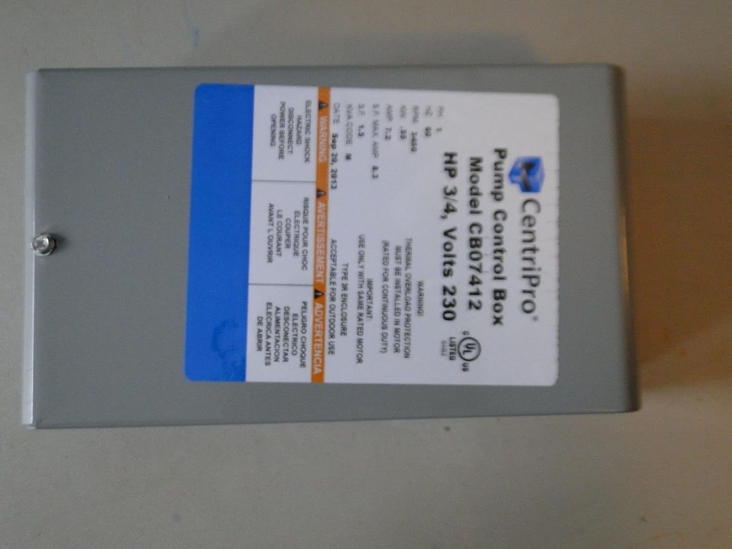 GOULDS CentriPro 3/4 HP 230V CONTROL BOX SUBMERSIBLE WATER WELL PUMP ...