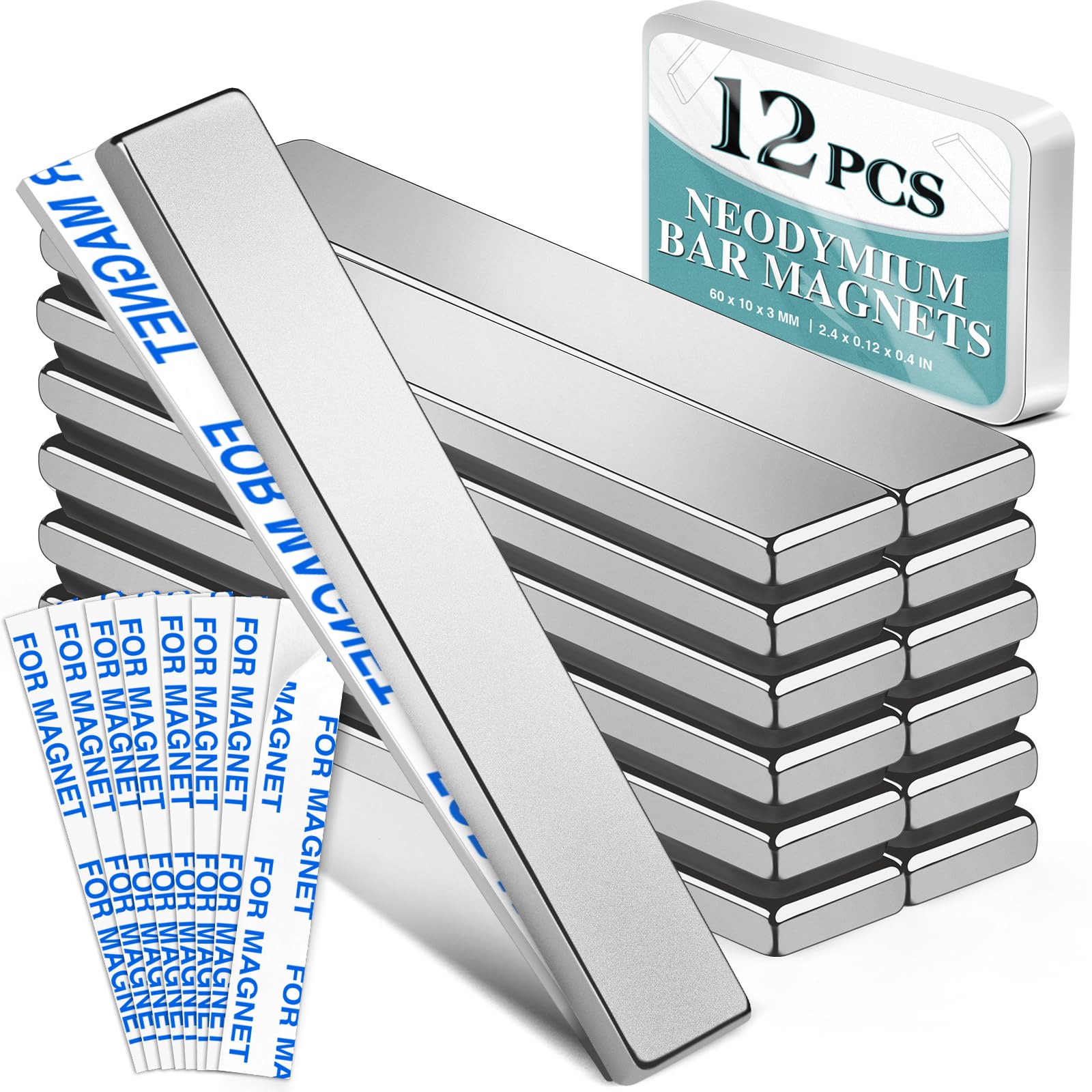 Snapklik.com : 12 Pack Strong Neodymium Bar MagnetsPowerful Rare Earth ...