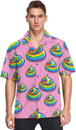 Amazon.com: Unicorn Dog Poop Mens Button Down Shirt Rainbow Men Casual ...