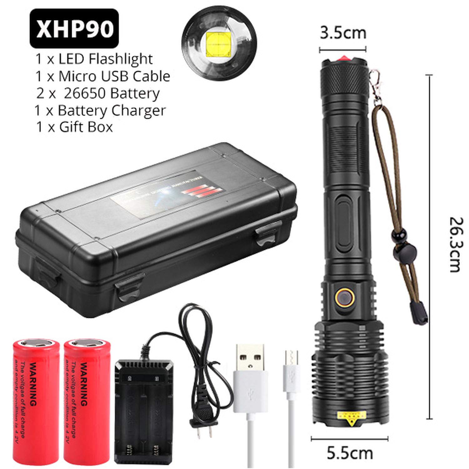 Buy Xhp90 18650 Flashlight Xhp70.2 Zoom Torch 26650 Camping Lamp ...