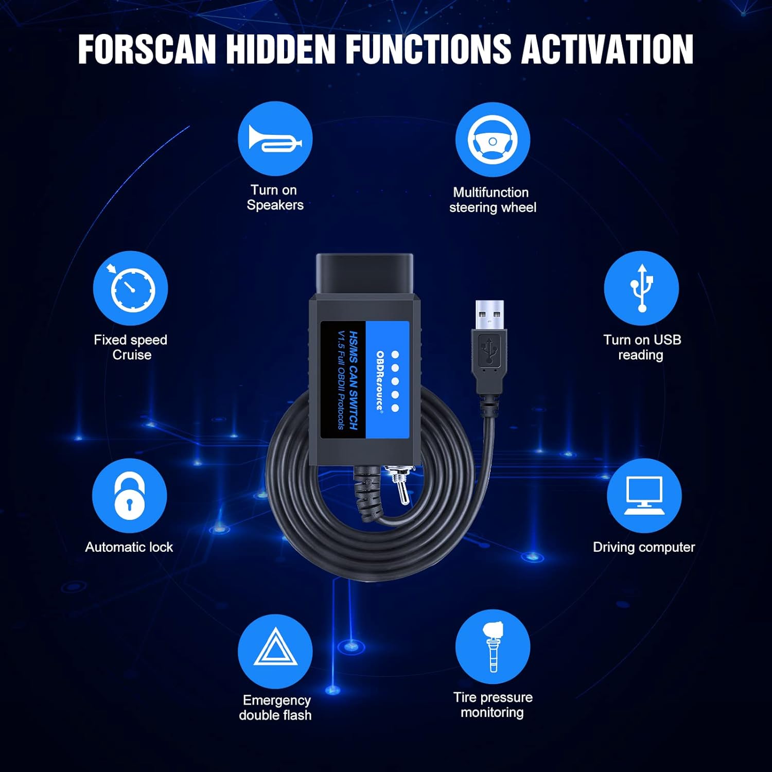 OBDResource FORScan OBD2 Adaptador USB ELM327 para Windows, herramienta ...