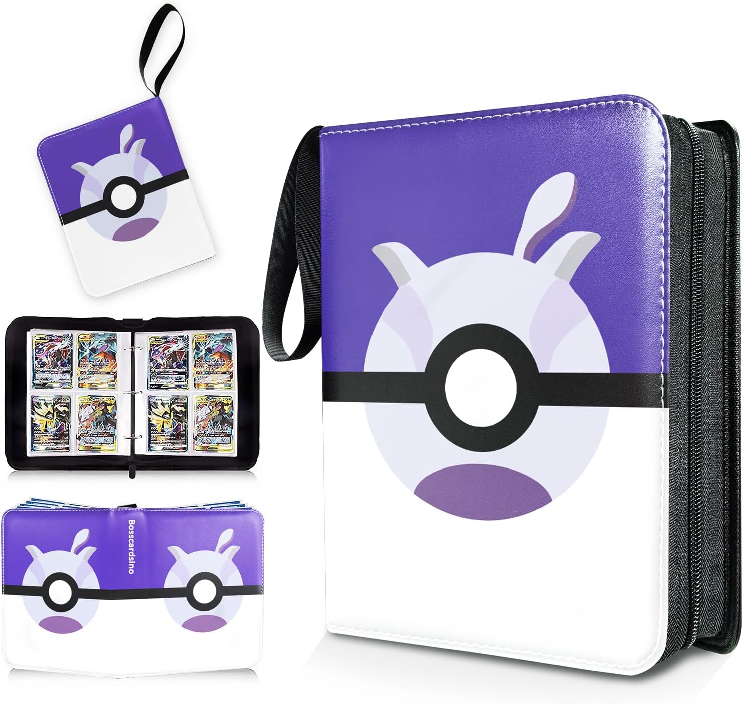 Amazon.com: Bosscardsino Collectible Trading Card Zipper Albums, 4 ...