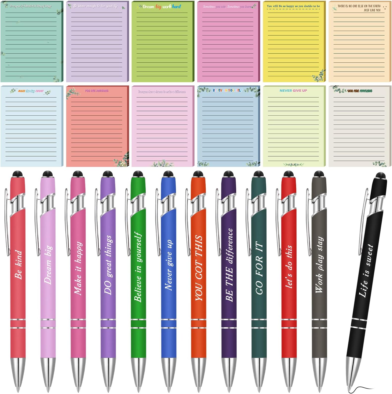 Amazon.com : Yaomiao 24 Pcs Motivational Gifts Set Inspirational Pens ...