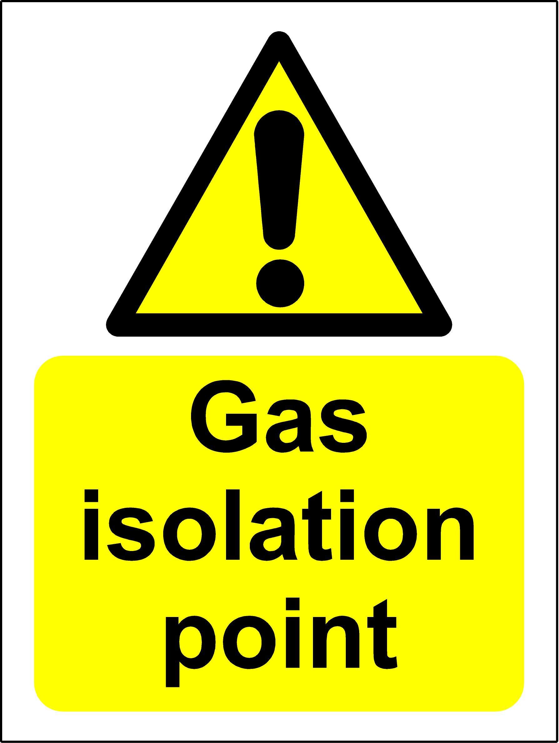 Gas isolation point safety sign - Self adhesive sticker 200mm x 150mm ...