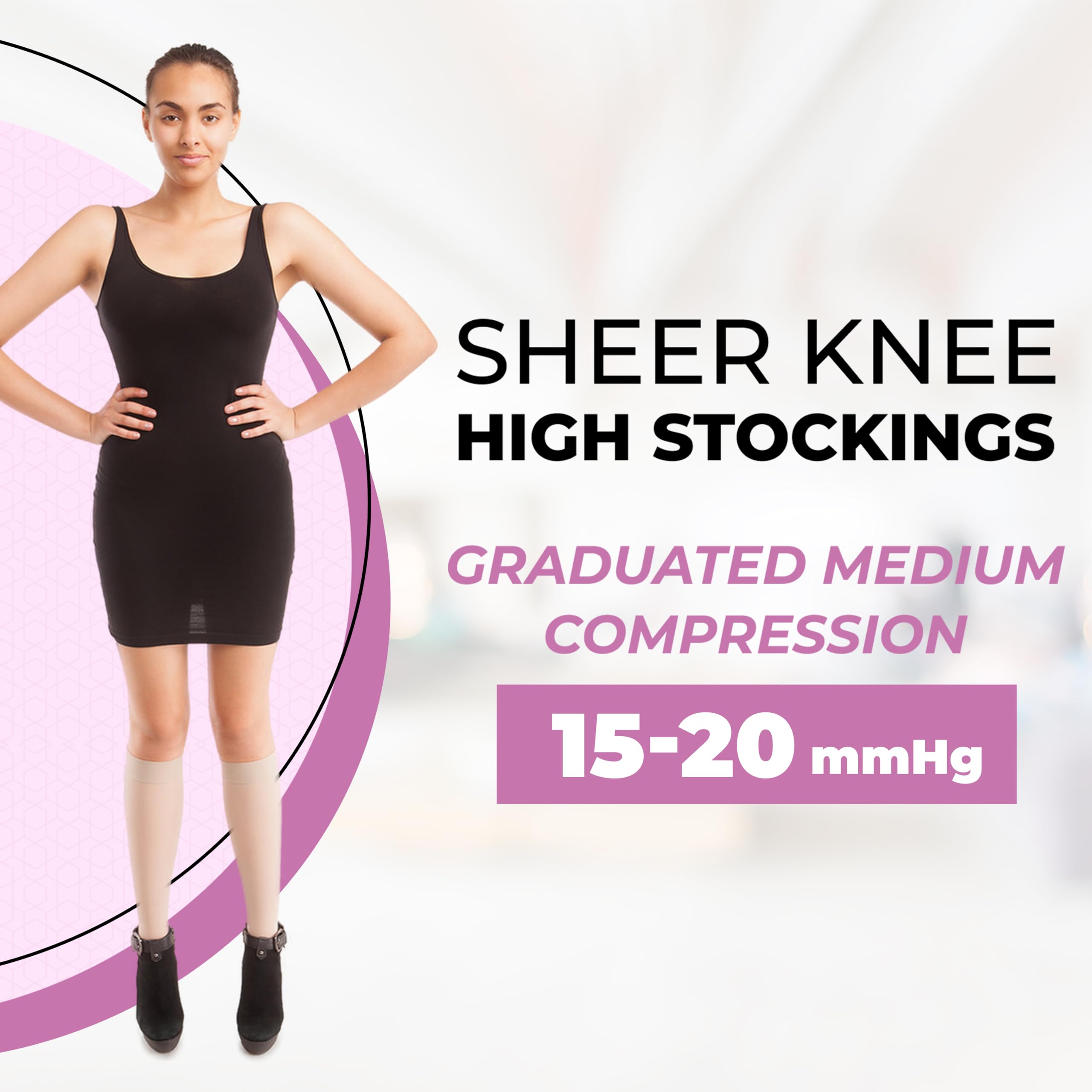 GABRIALLA Knee High Sheer Compression Socks for Women – 15-20 mmHg ...