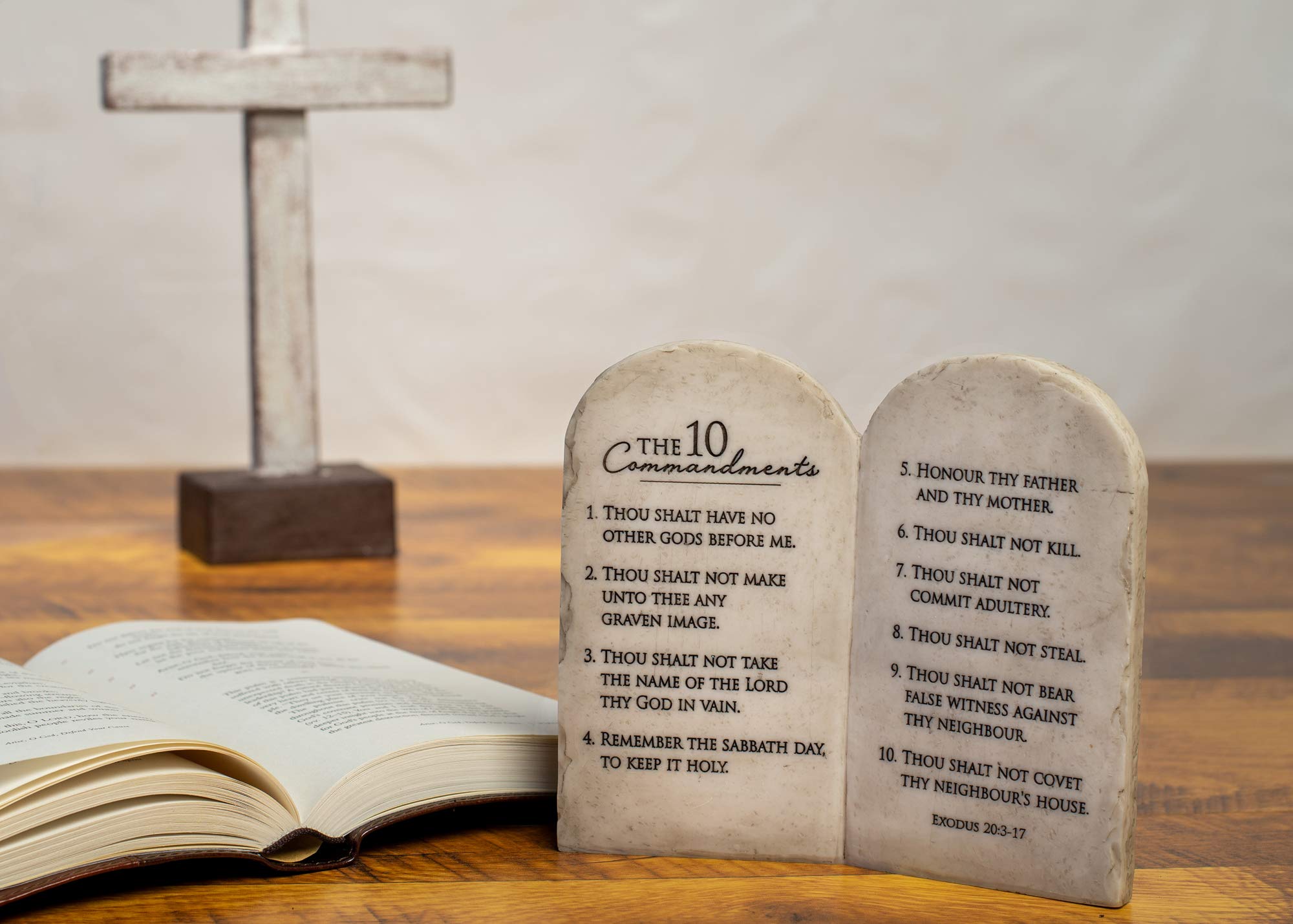 Dicksons 10 Commandments Whitewash Stone Tablet 6 x 6.5 Resin ...