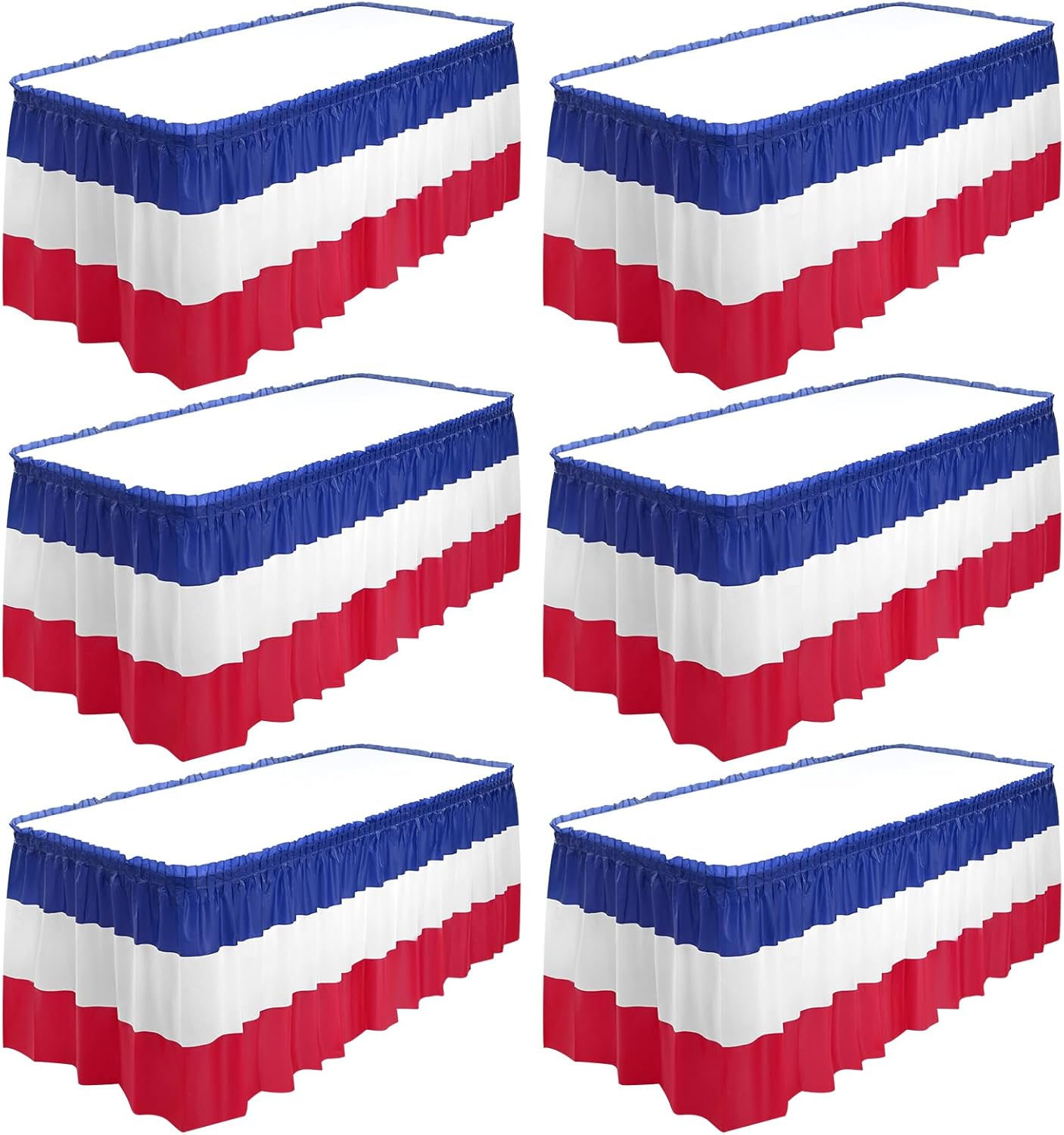 Amazon.com: 6 Pack Red White Blue Table Skirts 14Ft×29In Patriotic ...