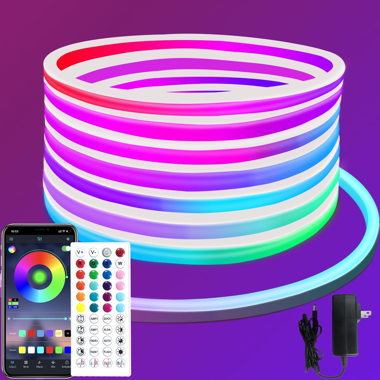Amazon.com: segrass 32.8ft LED neon Lights with Remote APP Control IP65 ...