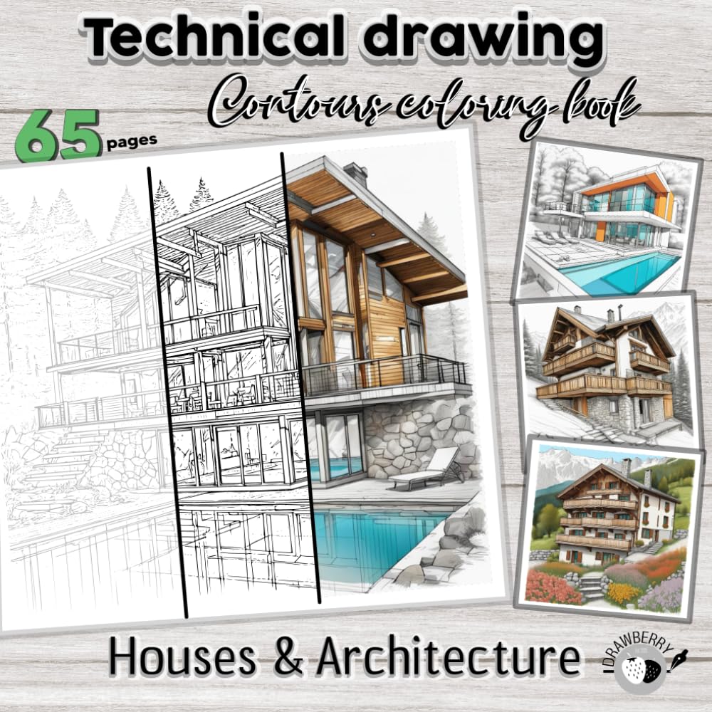 Technical Drawing - Contours Coloring Book: Houses and Architecture ...