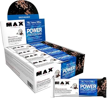 Max Titanium Power Protein Bar Caixa Com 12 Unidades (492G) Chocolate C ...