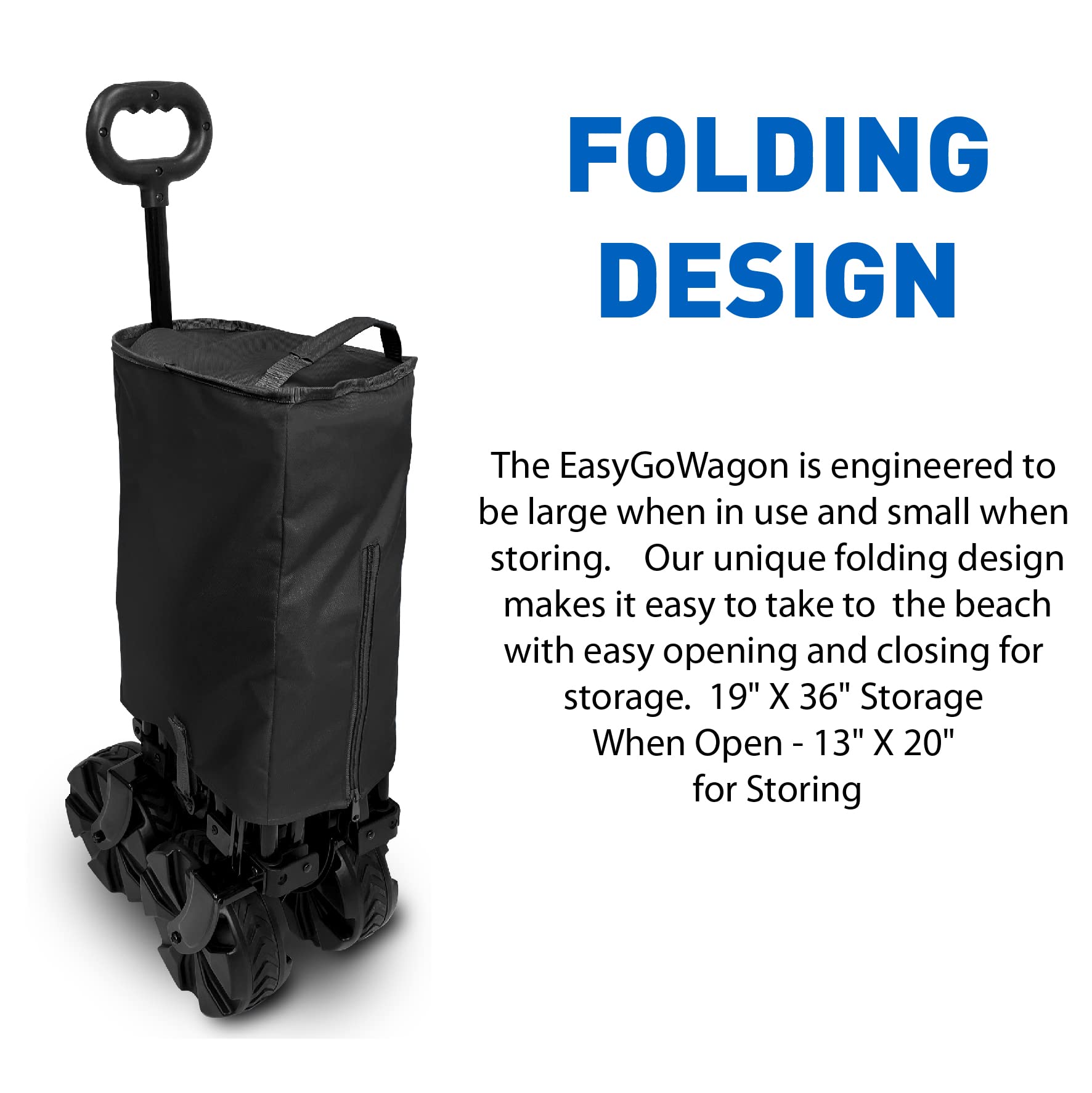 EasyGoProducts Deluxe Folding Beach Wagon – Big Wheel Beach Cart w ...