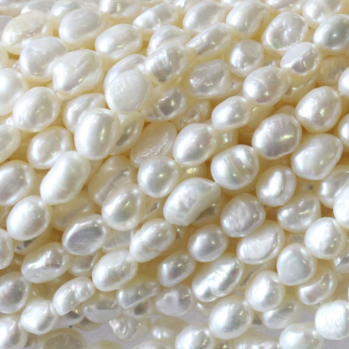 Amazon.com: Tacool Natural Genuine Freshwater Cultured Pearl 6-8mm Free ...