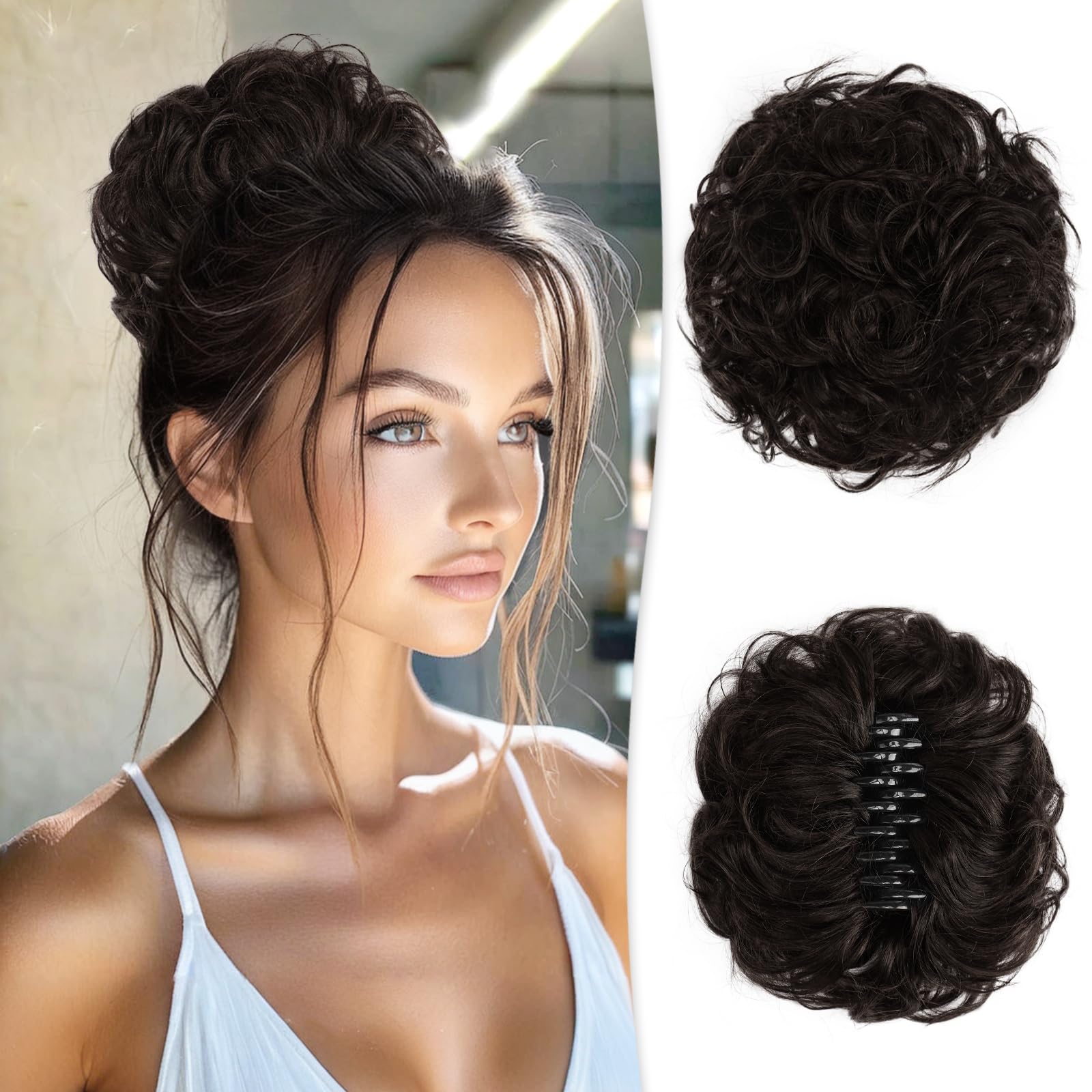 Amazon.com : RUWISS Large Messy Bun Hair Piece with Claw Clip Real ...