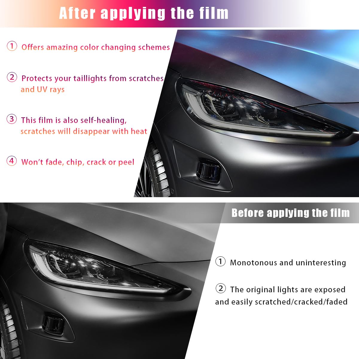 Snapklik.com : Sylvil Car Headlight Vinyl Film Sticker Sheet Roll, 12 ...