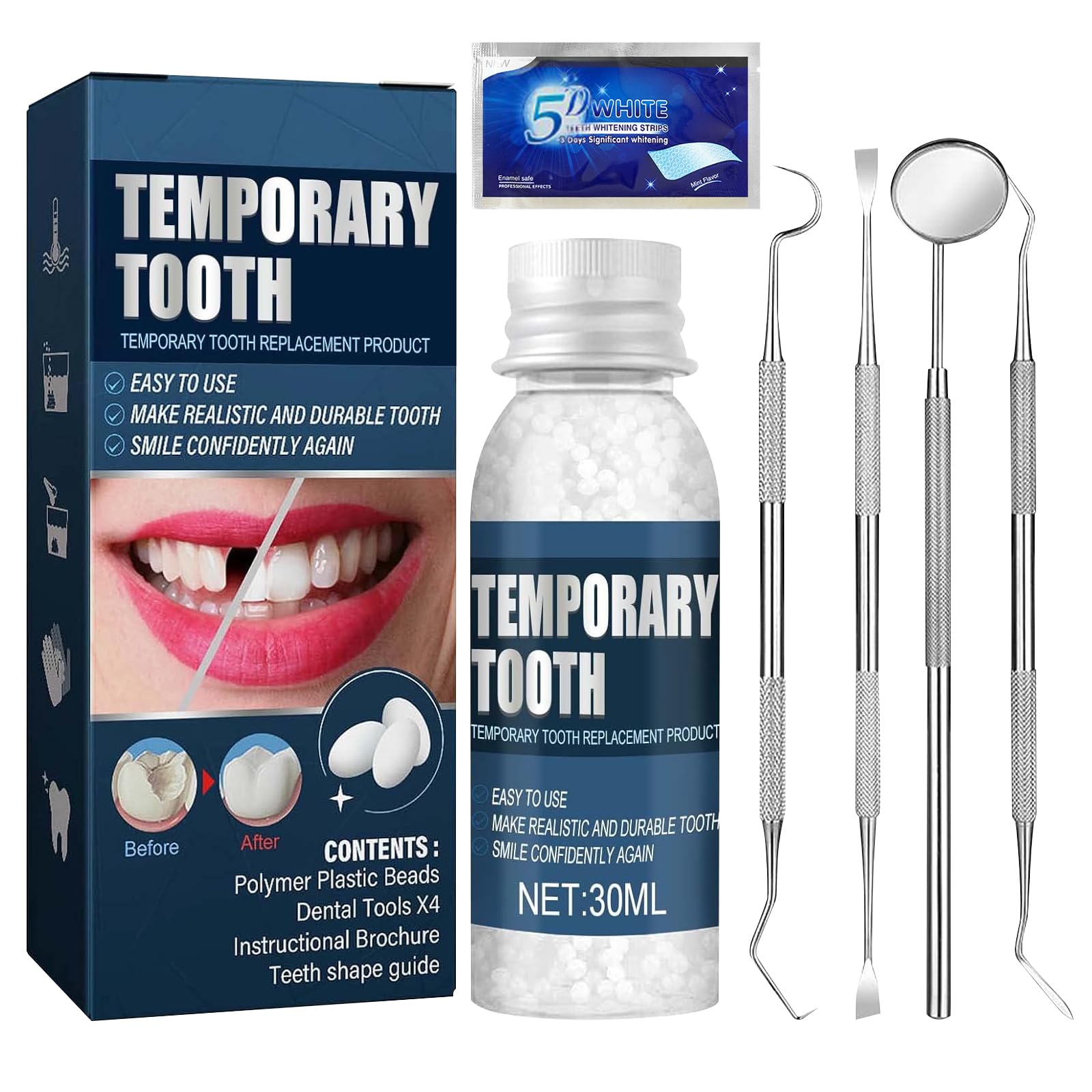 Tooth Filling Repair Kit, Temporary Tooth Filling, Repair Broken Teeth ...