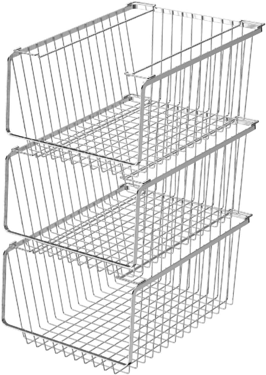 DPZM 11.41’’x14.37’’x6.29’’Wire Basket,Silver Basket,3Pcs Storage ...