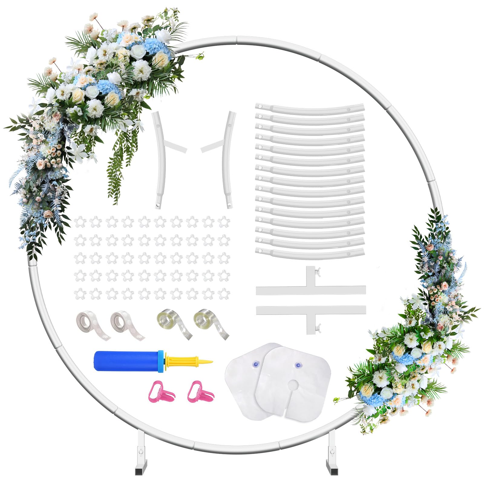 Snapklik.com : 6.6FT Stand White Metal Circle Garland Frame