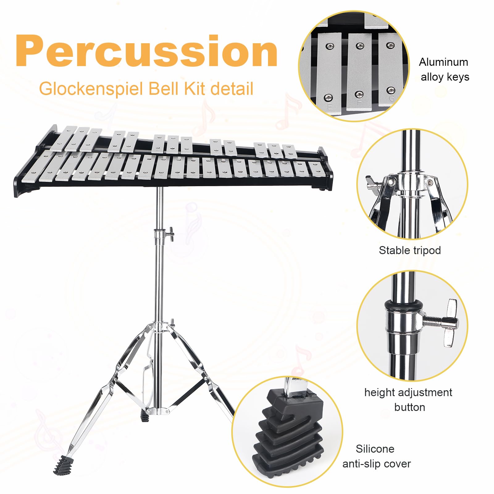 Snapklik.com : Professional 32 Note Glockenspiel Xylophone Bell Kit For ...