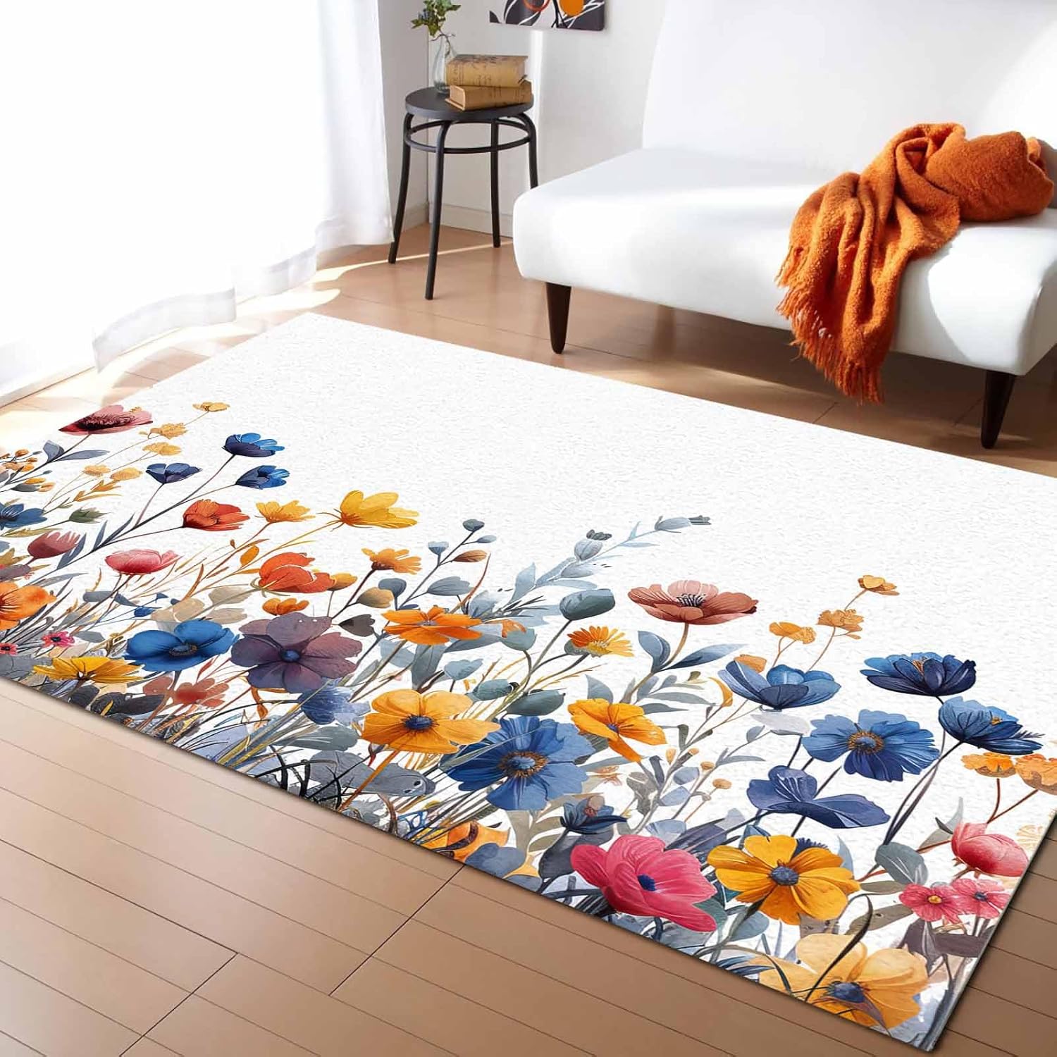 Amazon.com: Flower Area Rug 5' x 8', Modern Outdoor Living Room Bedroom ...