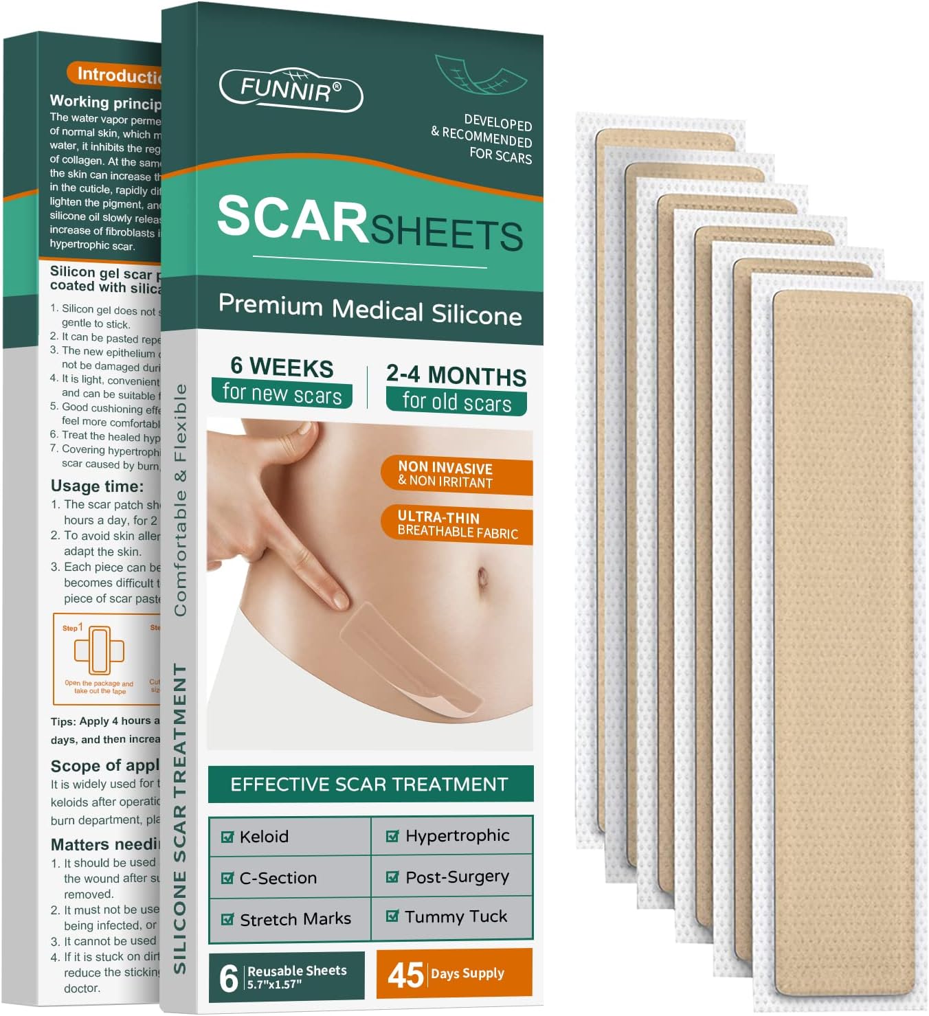 Amazon.com : CVS Health Scar Treatment Kit: Silicone Sheets & Serum for ...