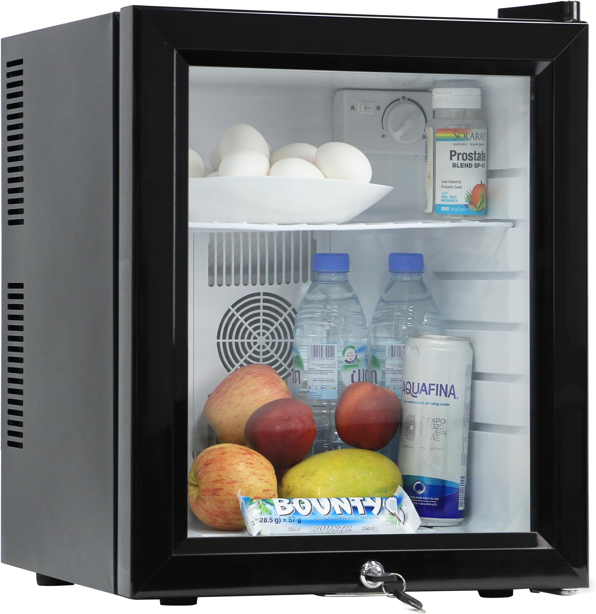 Rubik Mini Fridge with Key Lock, Glass Door AC 220V Beverage ...