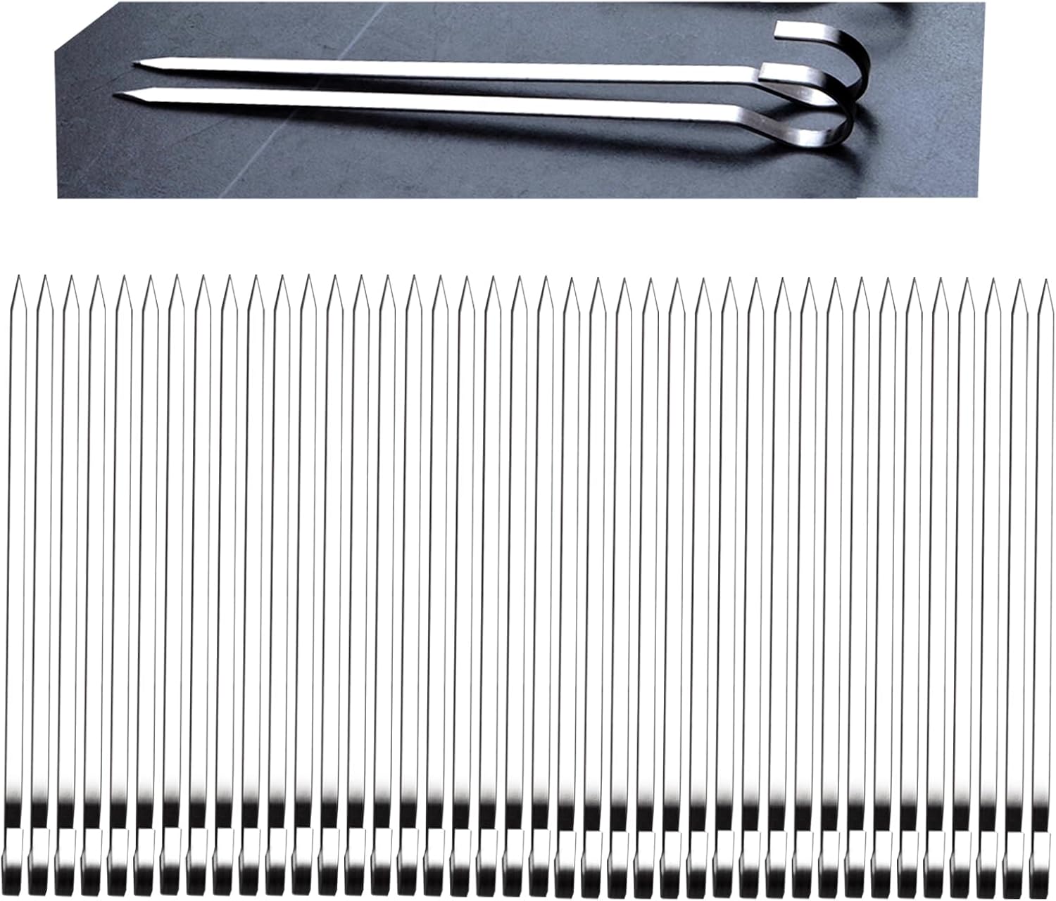 Amazon.com : 40PCS Kabob Skewers Flat Metal BBQ Barbecue Skewer 7 ...