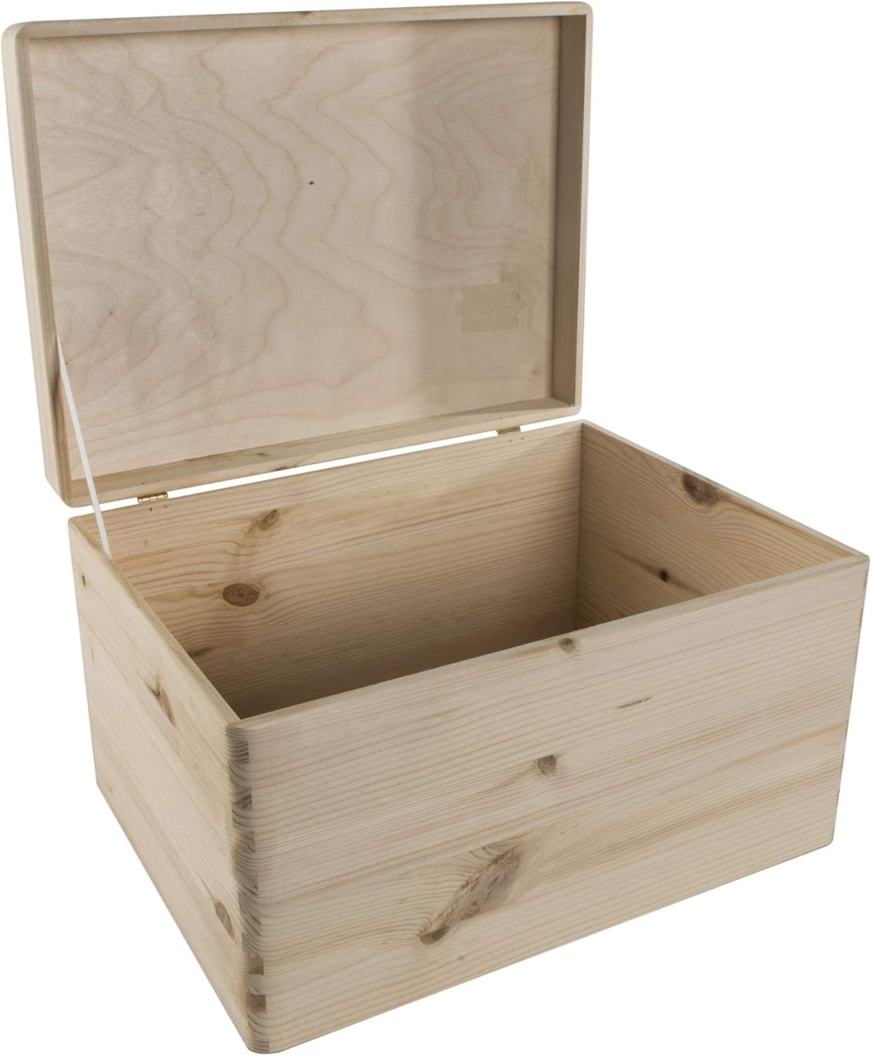 WooDeeDoo Large Deep Wooden Storage Chest – Unfinished Natural Box with ...