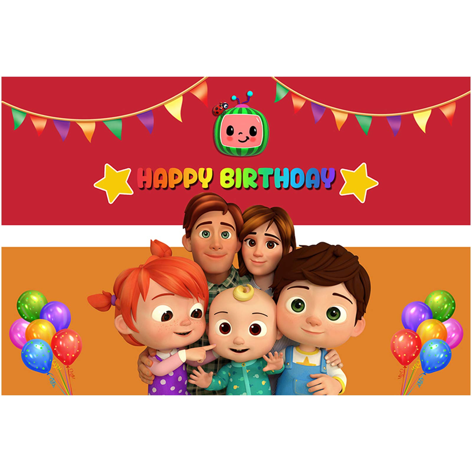 Cocomelon Theme Background Confetti Balloons Backdrop For Photography ...