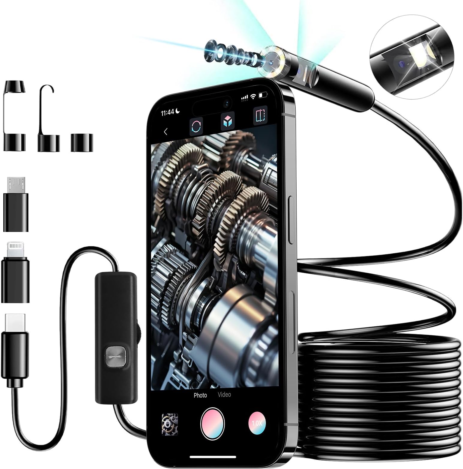Hiwoor Dual Lens Endoscope Inspection Camera with Light, 1080P FHD ...