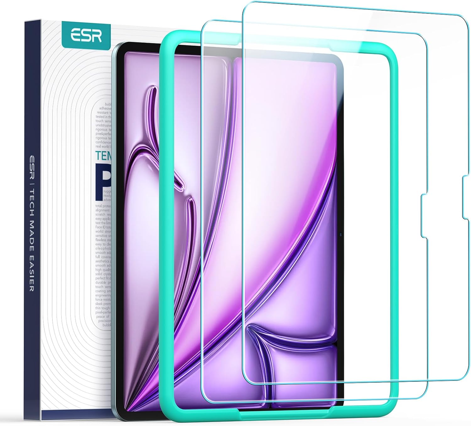 Amazon | ESR 2枚入り iPad Air 13インチ フィルム M3/M2 (2025/2024 第7/6世代) 専用 ガイド枠付き ガラスフィルム スクリーン保護 9H 傷防止 ...