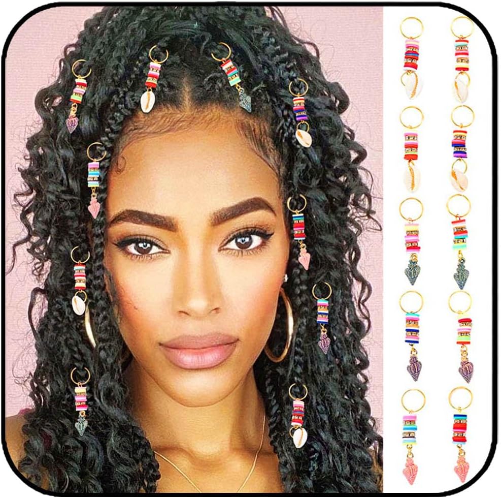 Amazon.com : Andelaisi Vintage Gold Cowrie Shell Pendant Dreadlock Hair ...