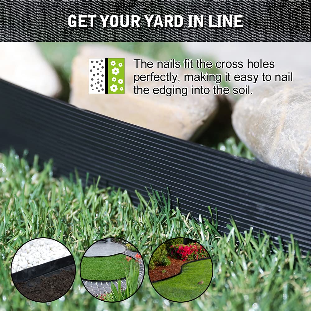 Landscape Black Plastic Soil Divider Installing Plastic Lawn Edging.