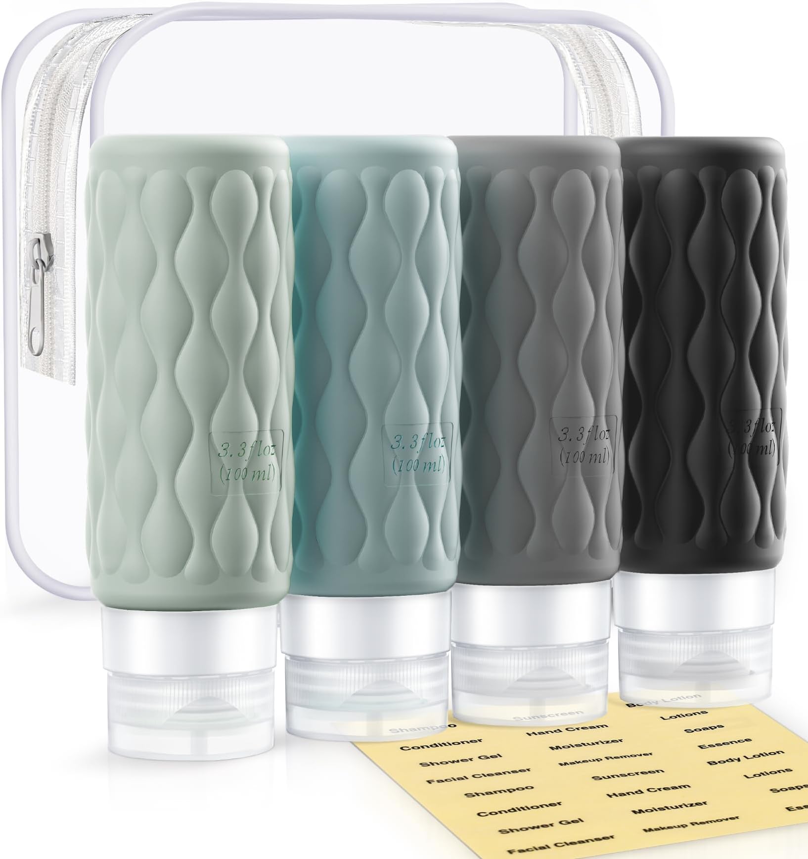 Amazon.com: Colelulu Travel Bottles for Toiletries, 3.4 oz TSA Approved ...