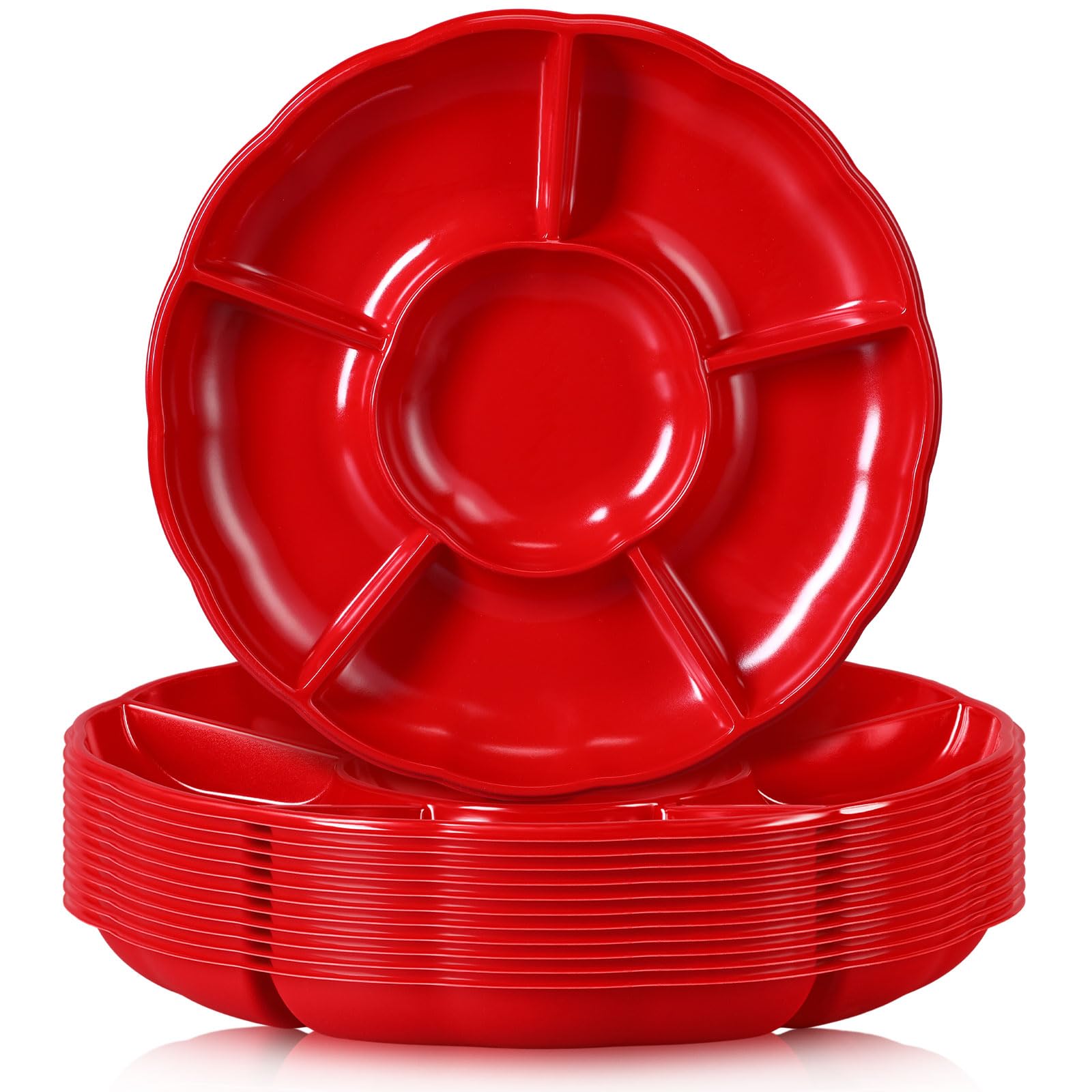 Amazon.com | Rtteri 12 Pcs Plastic Divided Serving Trays 12 Inch Round ...