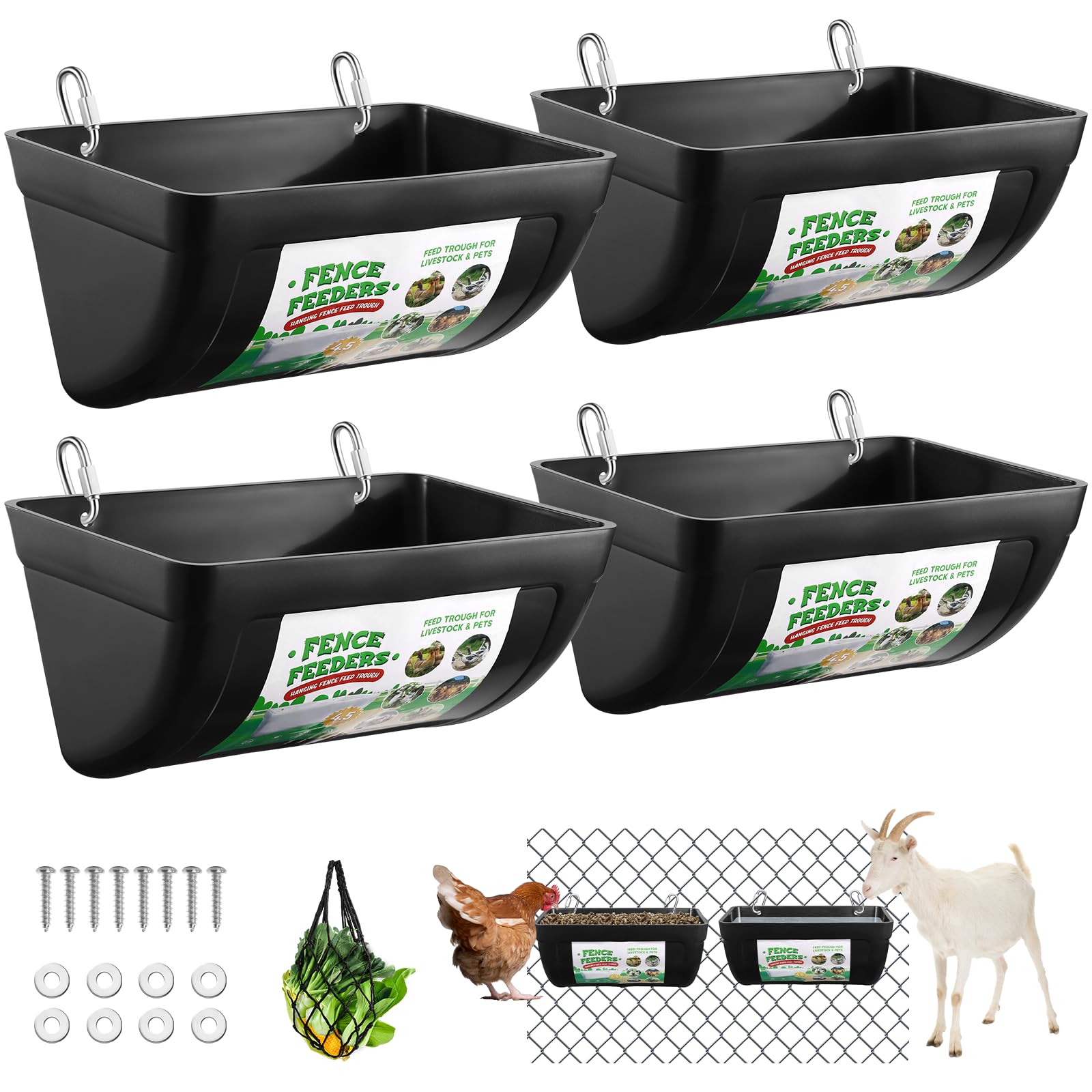 Amazon.com : Chewoof 4 Pack Goat Feeders Hanging, Chicken Feeder, with ...