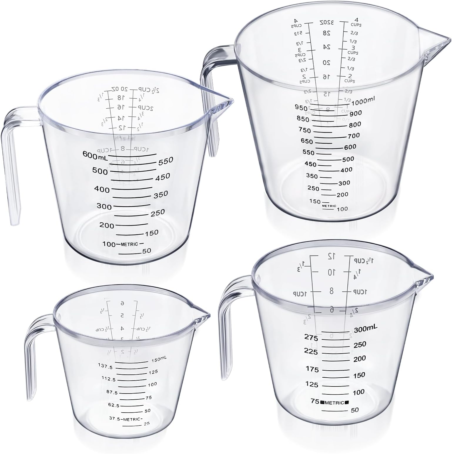 Surflyee Measuring Jugs Set 250ML 500ML 1000ML Clear Measuring Cup for ...